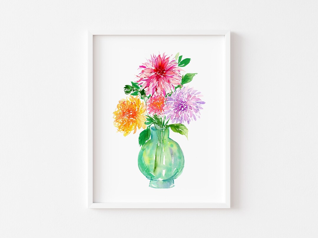 Dahlia Watercolor Art Print. Dalia Wall Art. Dahlia Painting. Dahlia ...