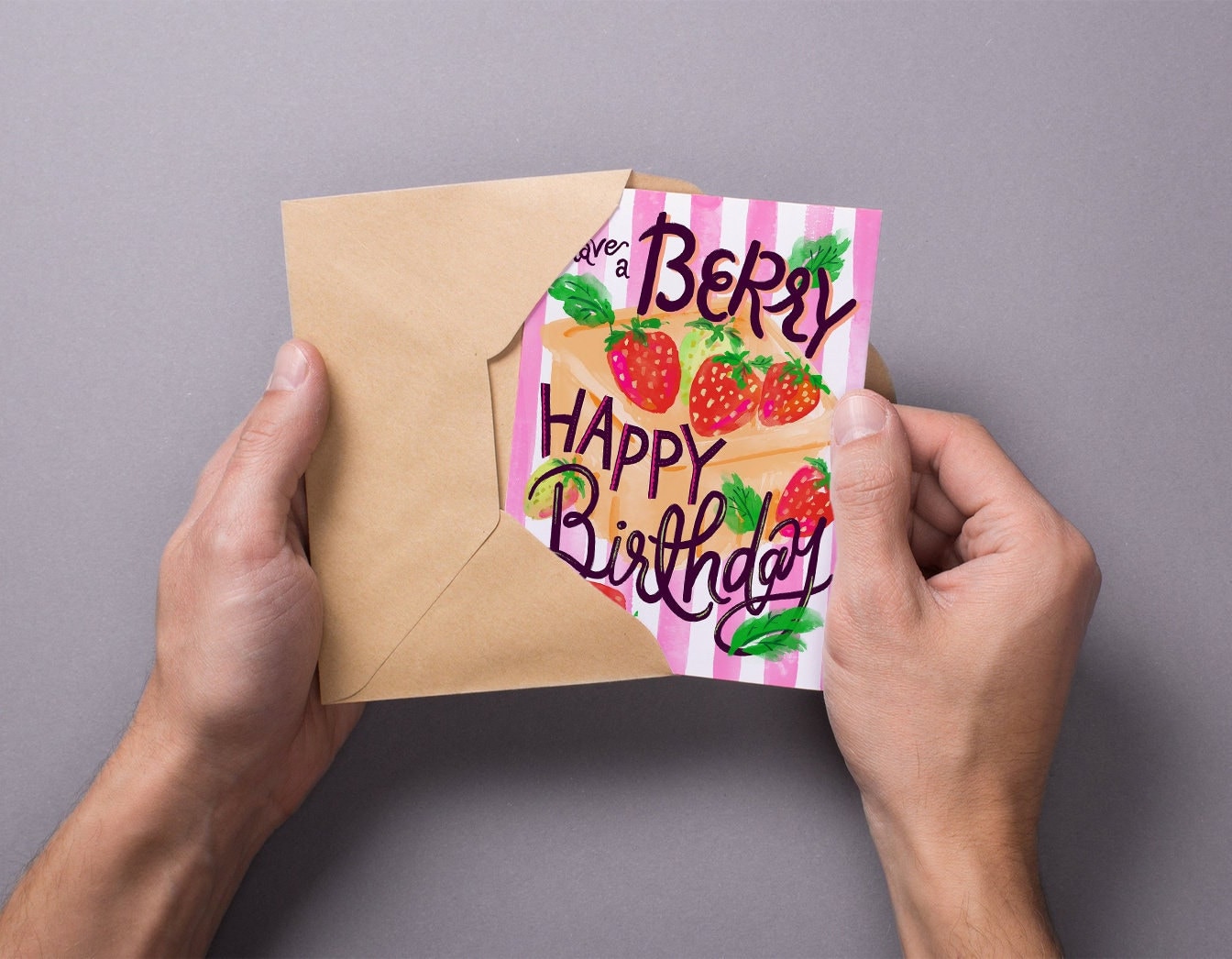 Berry Birthday Card. Happy Birthday Card. Strawberry Art. - Etsy