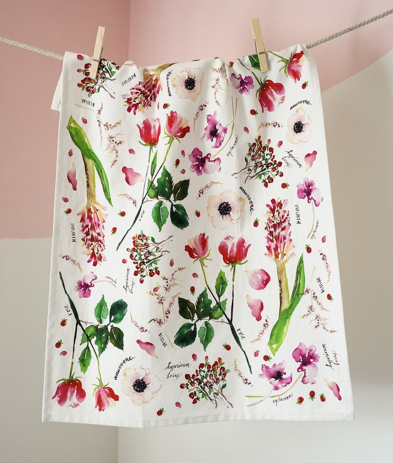Kitchen Tea Towel Set of 6. Floral Tea Towel. Botanical Tea - Etsy