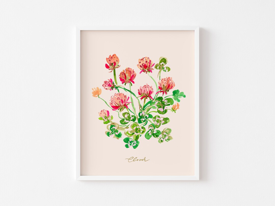 Clover Watercolor Art Print. Four Leaf Clover Art. Clover Print ...