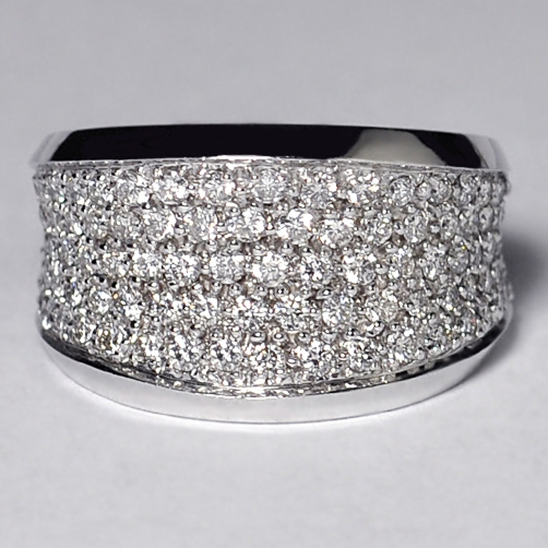 Womens Diamond Anniversary Wide Band Ring in Solid 14K White Gold ...