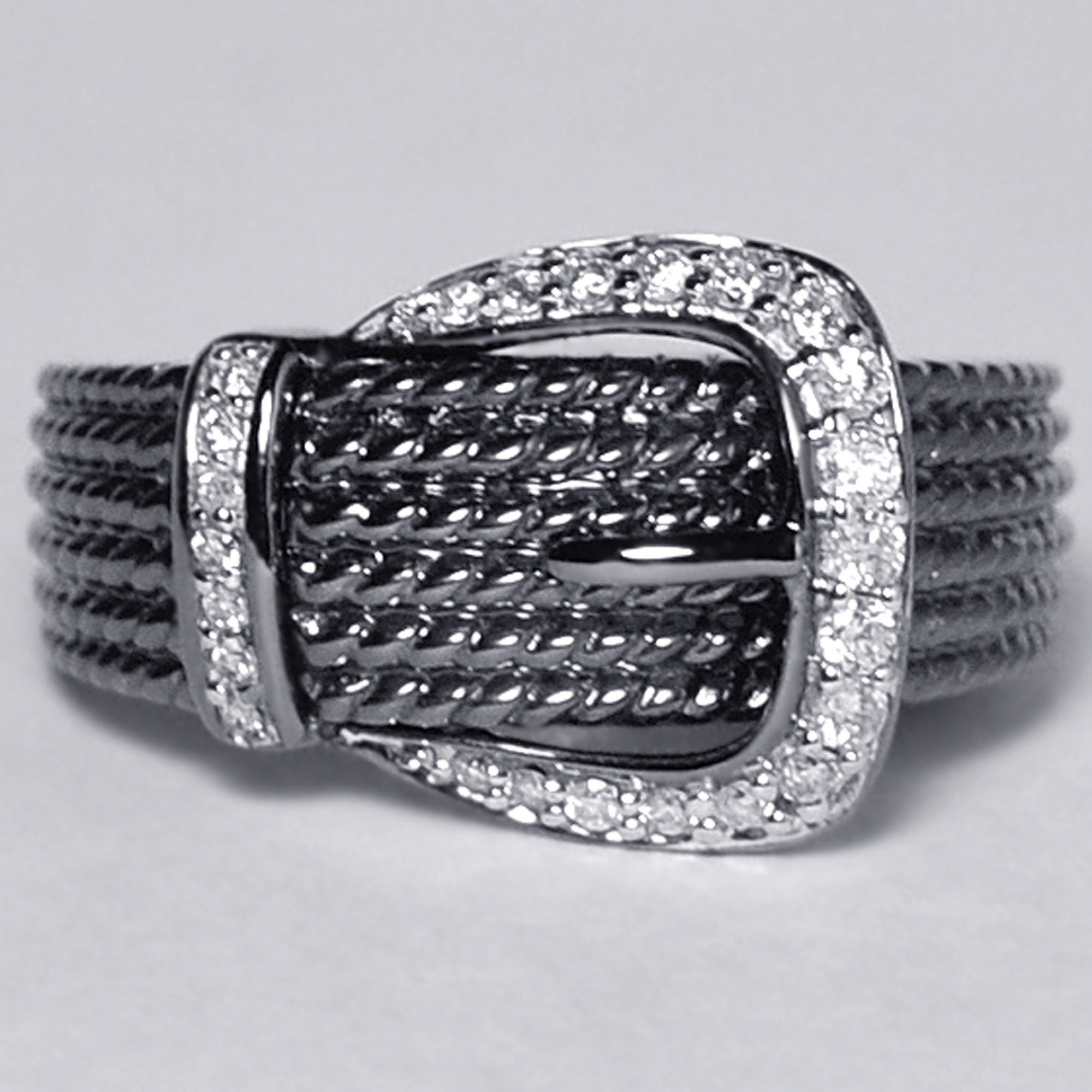 Diamond Buckle Black Ring Solid 14K Gold for Women, Custom Designer ...