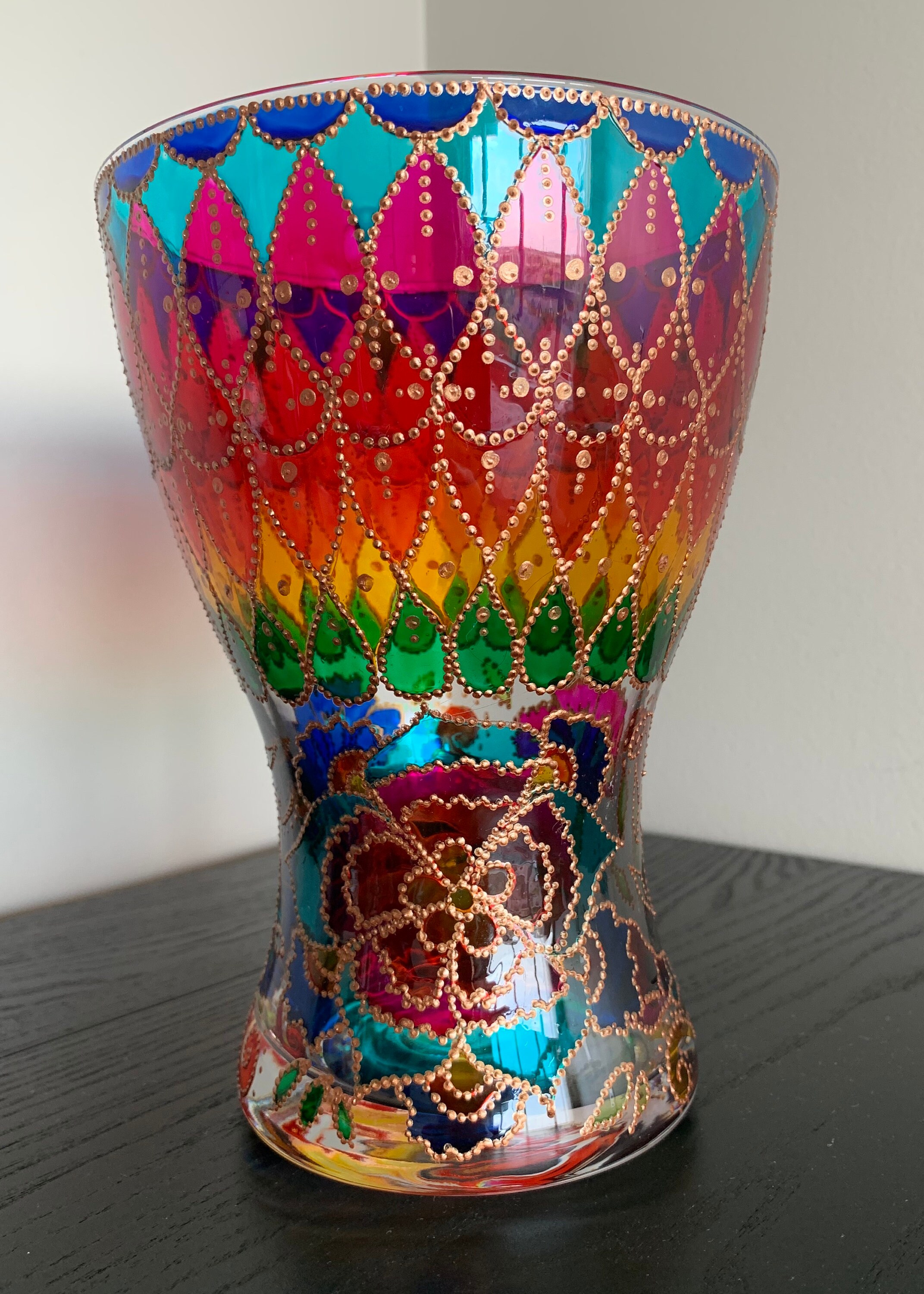 Glass Vase Rainbow Floral Hand Painted Personalized Special - Etsy