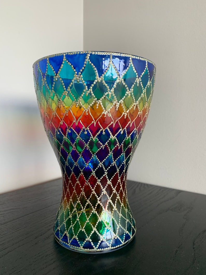 Glass Vase Rainbow Hand Painted Personalized Special Gift - Etsy