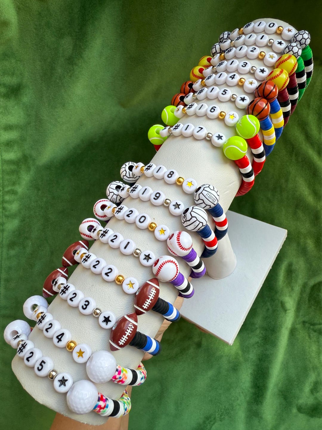 Custom Beaded Sport Bracelet With Name, Team Number - Etsy