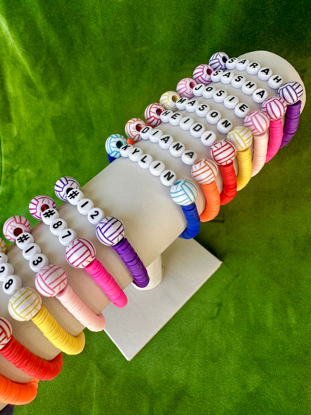 Personalized Volleyball Team Bracelets, Custom Beaded Bracelets, Letter ...