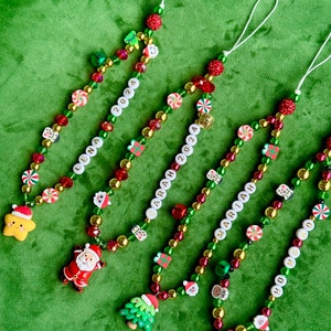New Personalized 2024 Christmas Beaded Phone Strap, Custom Santa Phone ...