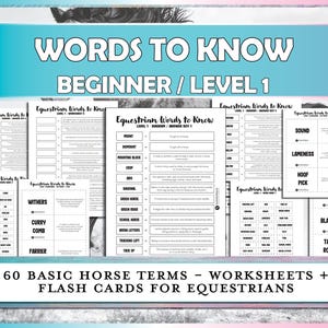 Equestrian Words to Know Beginner Rider Printable Bundle | Horse ...