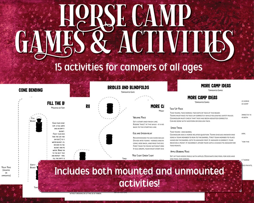Horse Camp Games Printable Diagrams and Ideas, Mounted and Unmounted ...