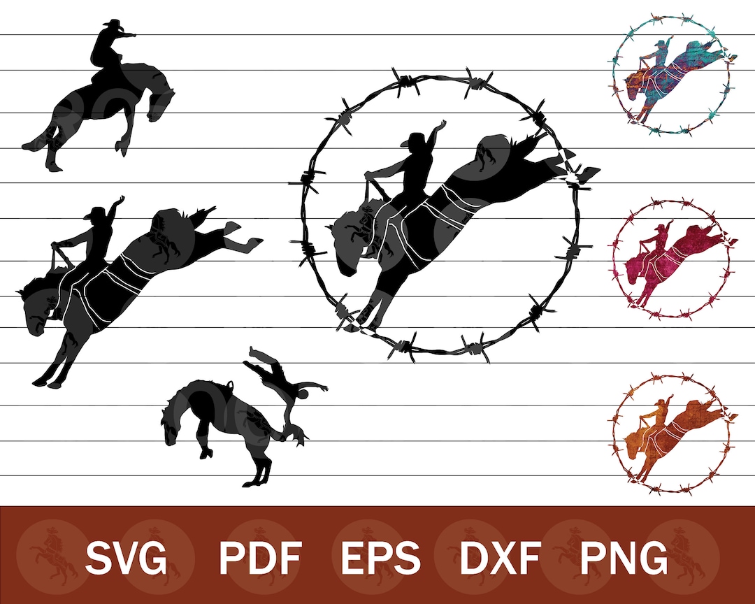Bronc Rider SVG Bundle, Rodeo Cut Files, Rodeo SVG, Bronc Riding SVG ...