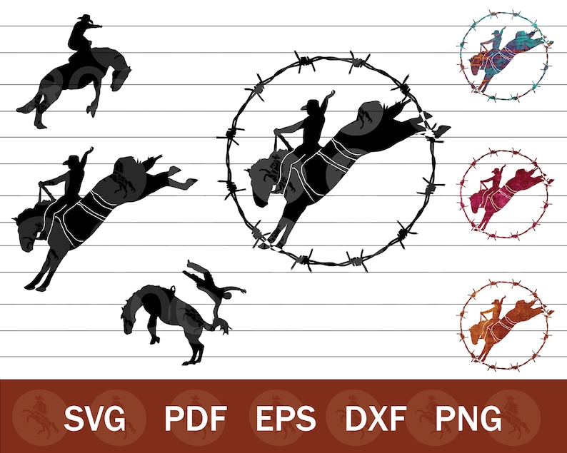 Bronc Rider SVG Bundle, Rodeo Cut Files, Rodeo SVG, Bronc Riding SVG ...
