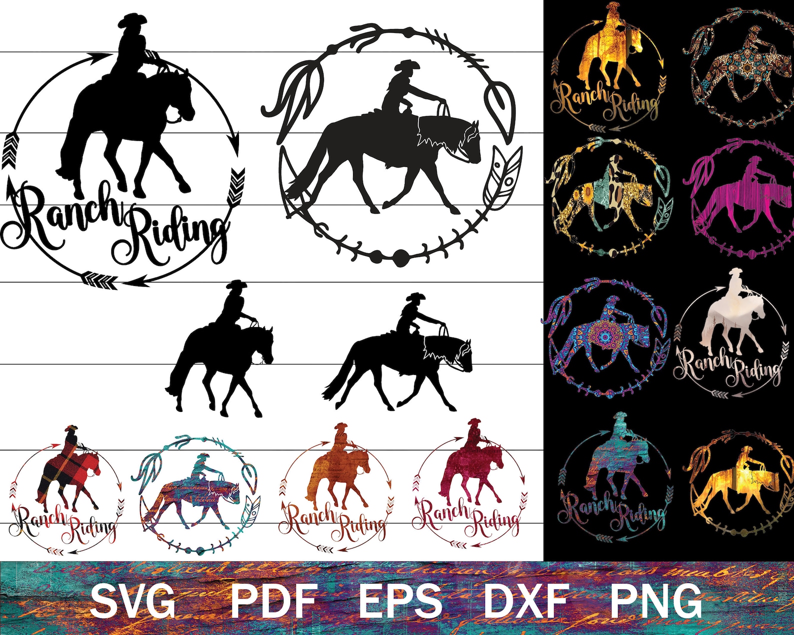 Ranch Riding SVG Bundle Western Horse Svg Silhouettes - Etsy