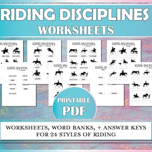Riding Discipline Printable Worksheets, Western and English Rider ...