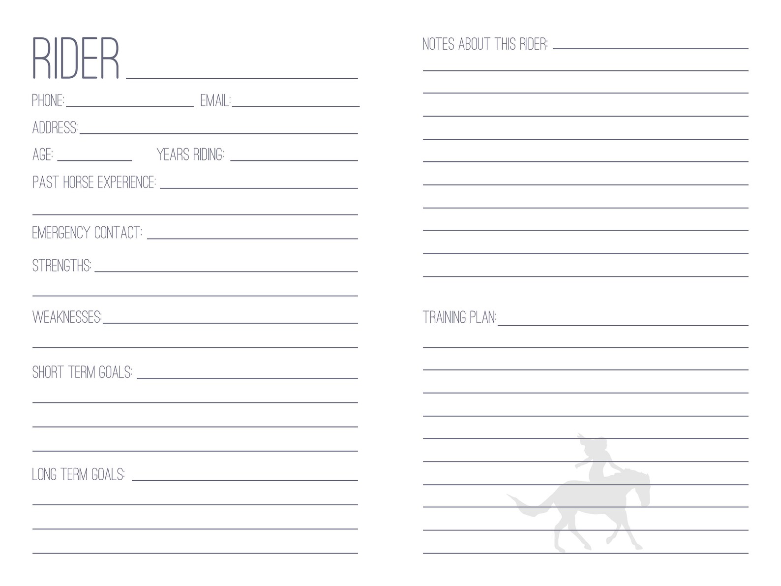 The Horse Trainer's Log Book - Digital/pdf - Planner & Journal for ...