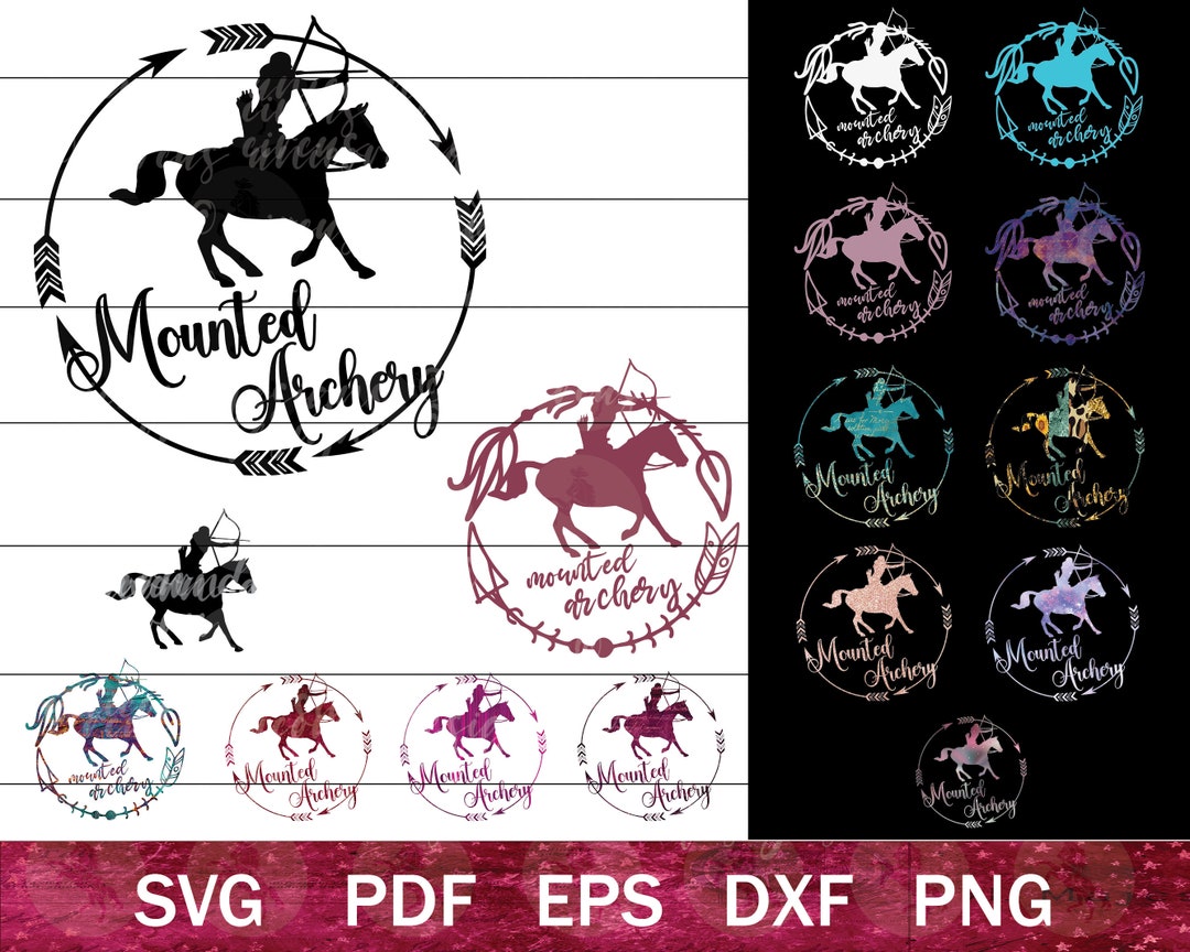 Mounted Archery SVG PNG Bundle, Horse Archer SVG, Equestrian Archery ...