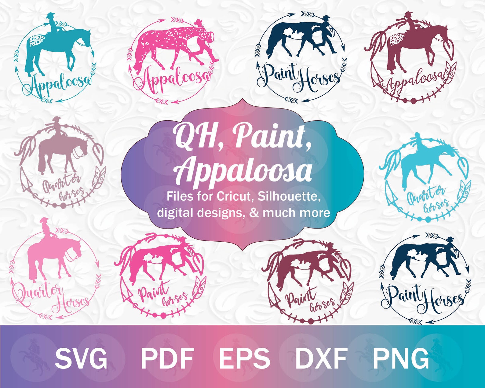 Quarter Horse Paint & Appaloosa Horse SVG PNG Bundle Horse - Etsy