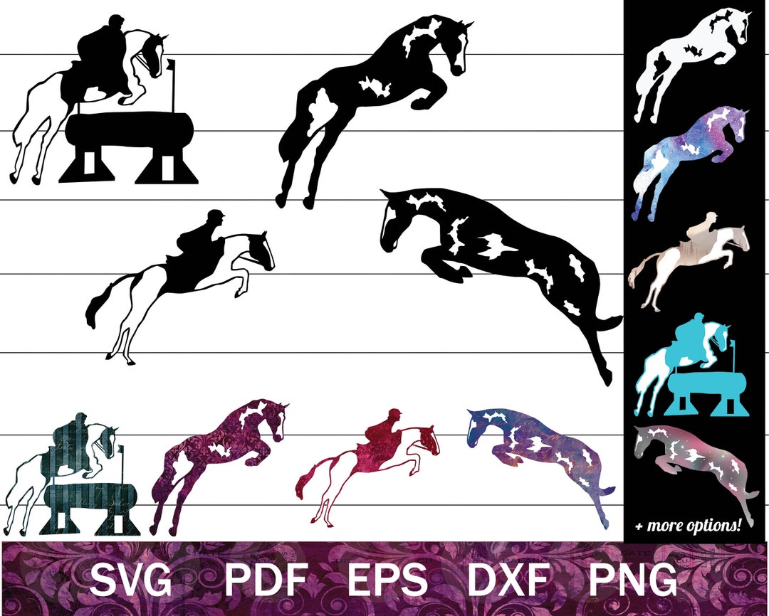 Jumping Paint Horse SVG Bundle, Eventing Clip Art PNG, Hunter Horse ...