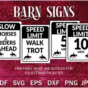 Horse Driveway Signs Printable PDF SVG JPG, Rider Speed Limit Sign ...