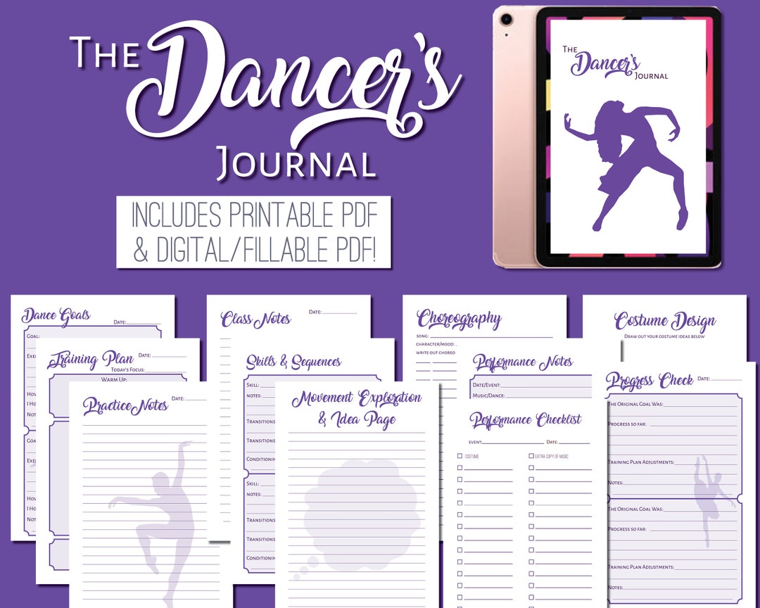 The Dancer's Journal - Digital & Printable PDF - Training Logbook ...
