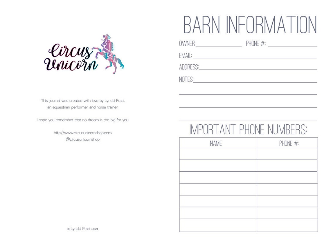 The Barn Manager's Log Book - Digital/pdf - Horse Planner - Tracking ...