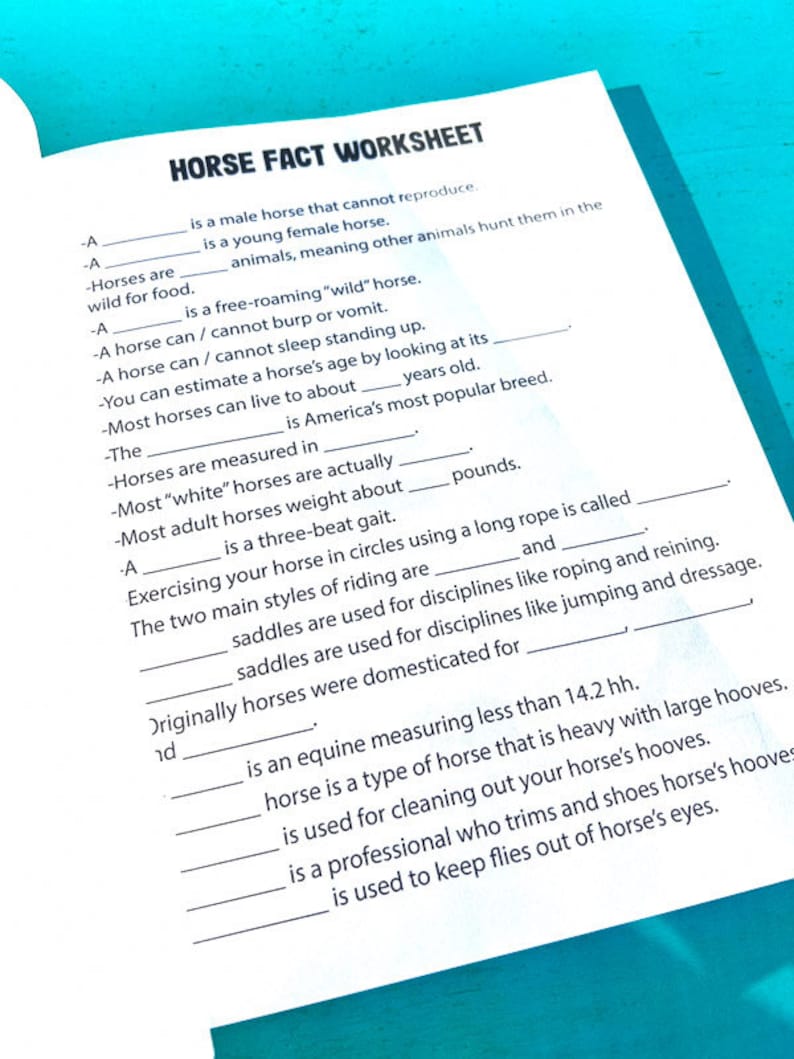 Riding Student's Horse Workbook | Horse Diagram and Knowledge ...