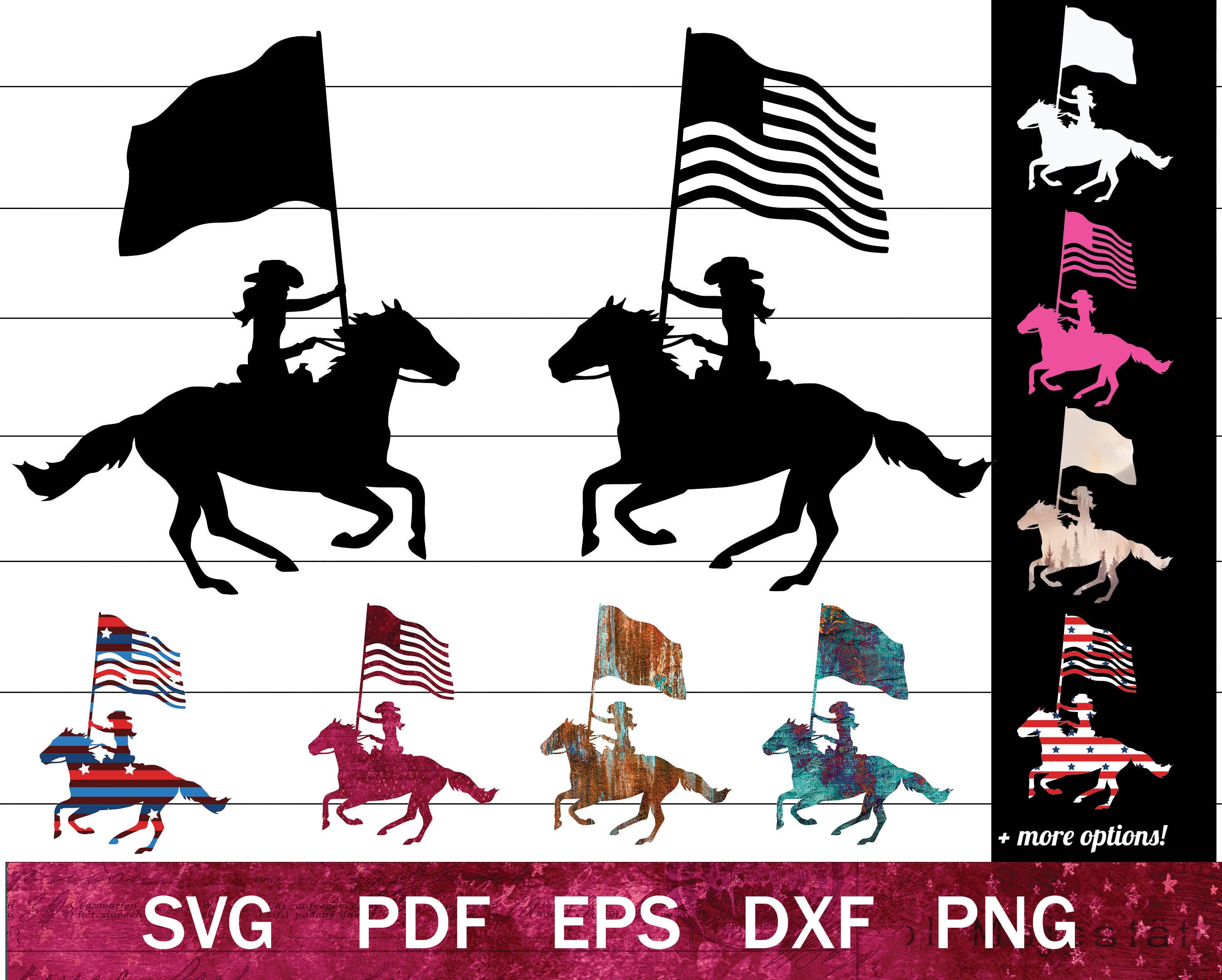 Cowgirl With Flag SVG PNG, Equestrian Drill Team Rider SVG, Rodeo Queen ...