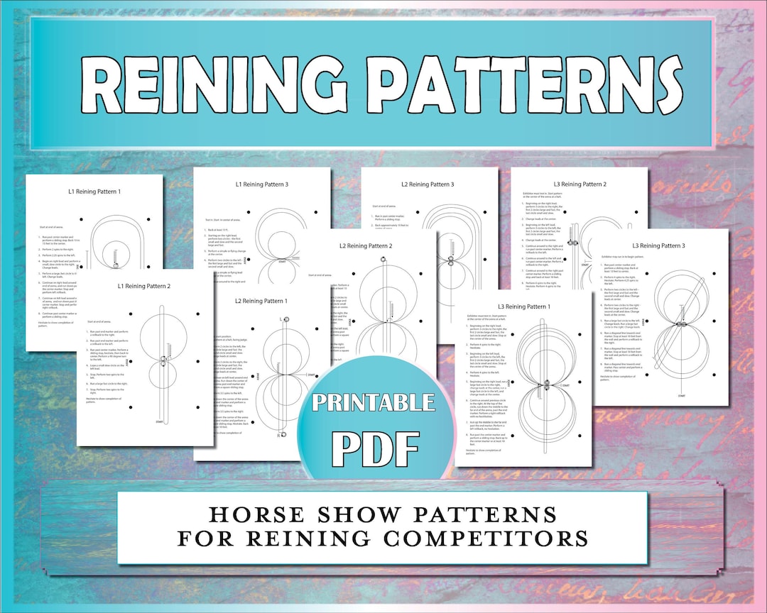 Reining Pattern Printable Bundle, Western Horse Show Pattern for Riding ...