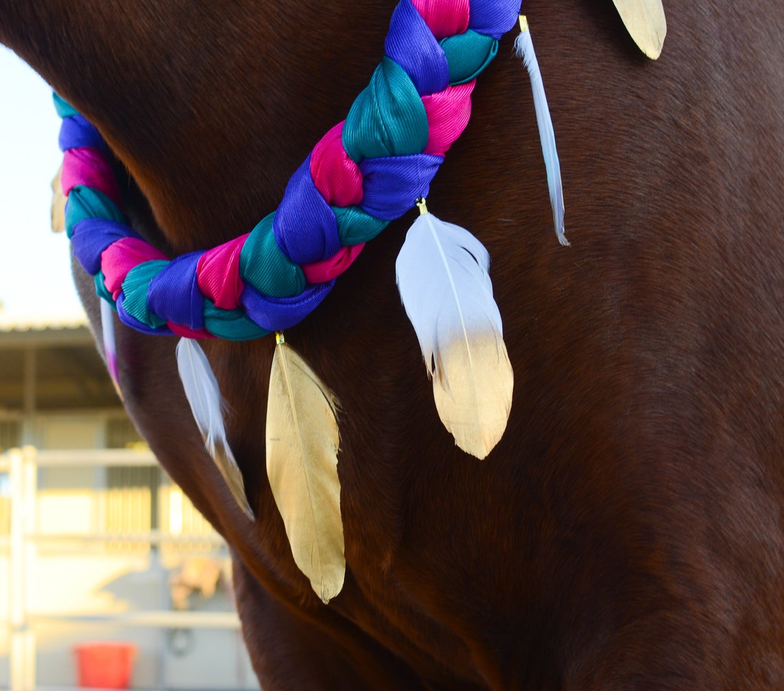 Feather Neck Wreath for Horses and Ponies custom Braided - Etsy