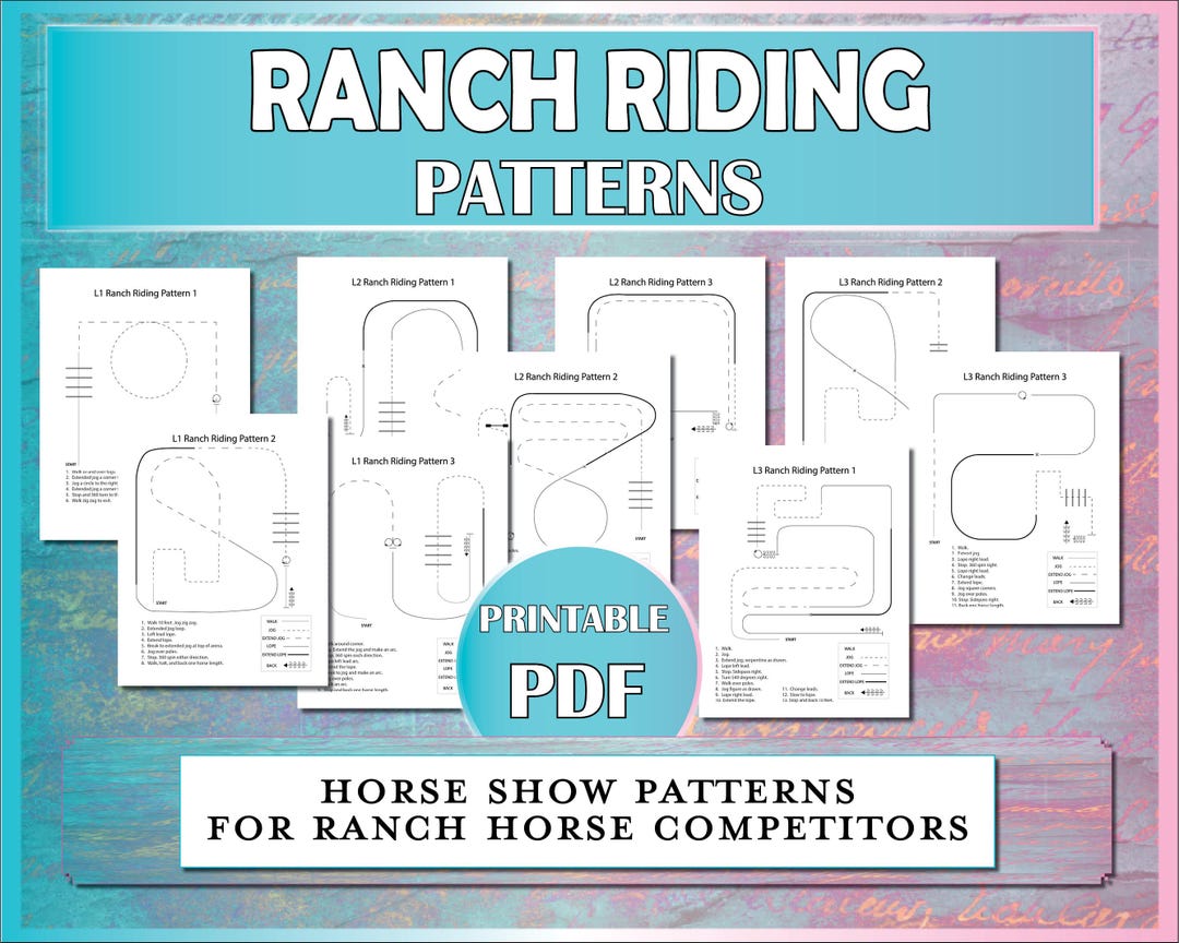 Ranch Riding Pattern Printable Bundle, Ranch Horse Pattern for Riding Instructors & Equestrian ...