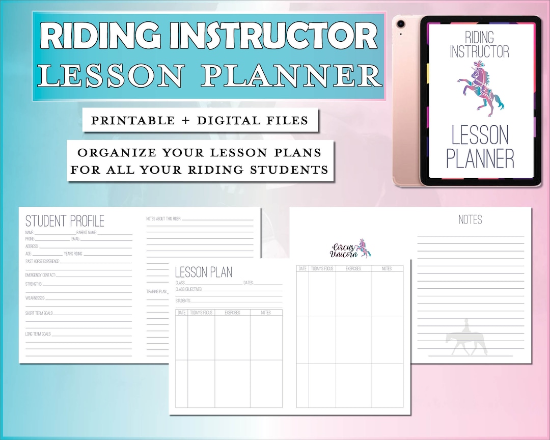 The Riding Instructor Lesson Planner - Digital/pdf - Planner & Journal ...