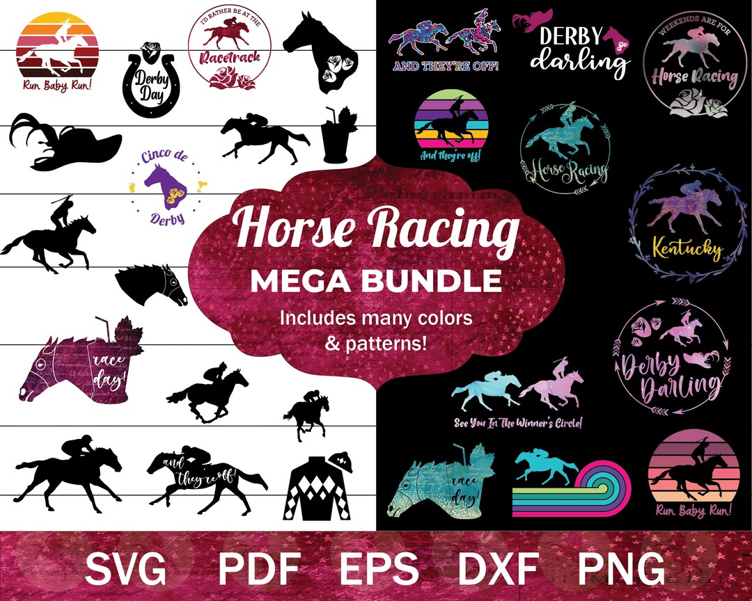 MEGA Horse Racing Clip Art Bundle, Kentucky Derby SVG Bundle, Derby ...