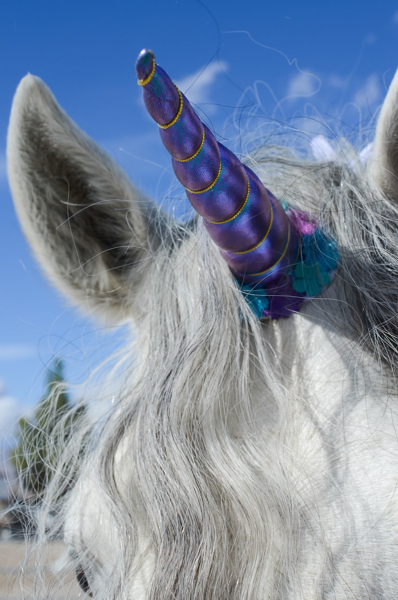 Iridescent Unicorn Horn for Horse With Flowers, Horse Unicorn Costume ...