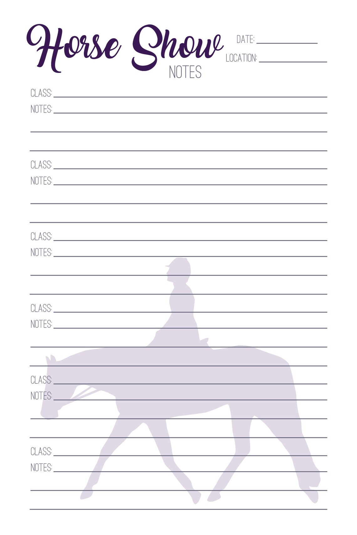 The Horse Show Journal Digital PDF, Horse Show Log Book, Horse Show ...