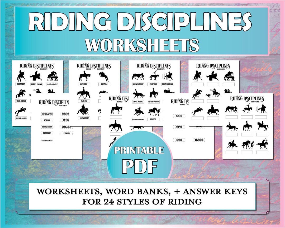 Riding Discipline Printable Worksheets, Western and English Rider ...