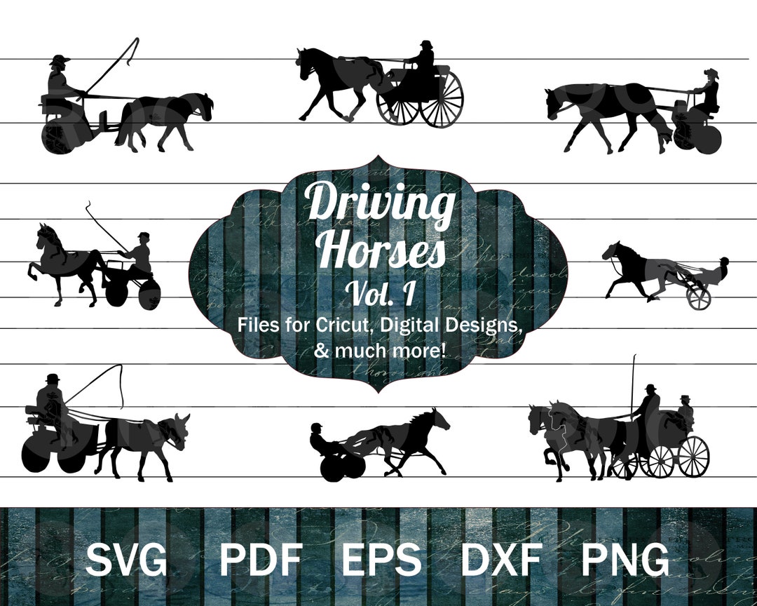 Driving Horse SVG for Cricut, Horse and Cart SVG Bundle, Harness Racing ...