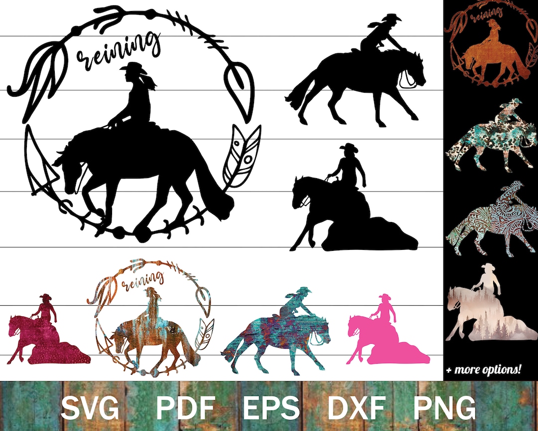 Reining Horse SVG Silhouette, Reiner SVG Bundle, Cowgirl SVG, Sliding ...