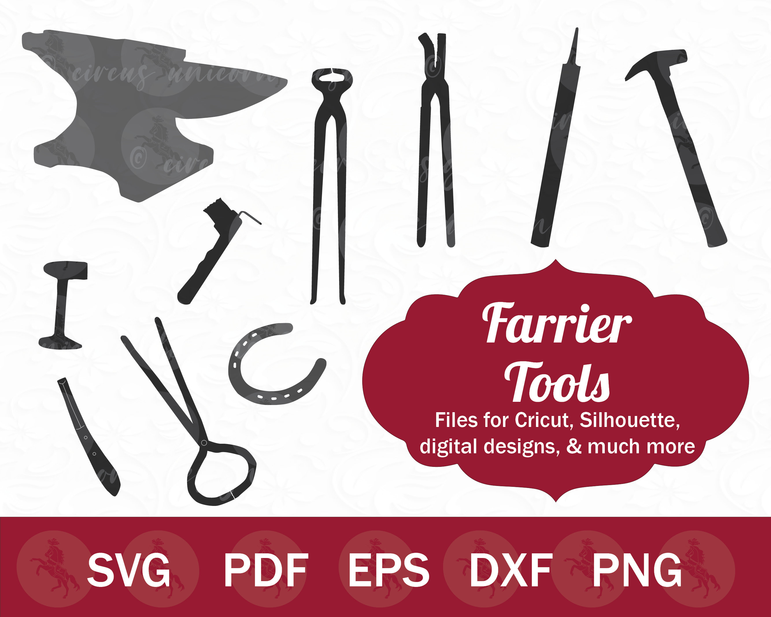 Farrier Tools SVG & PNG Bundle, Horse Farrier SVG Bundle, Farrier Clip ...