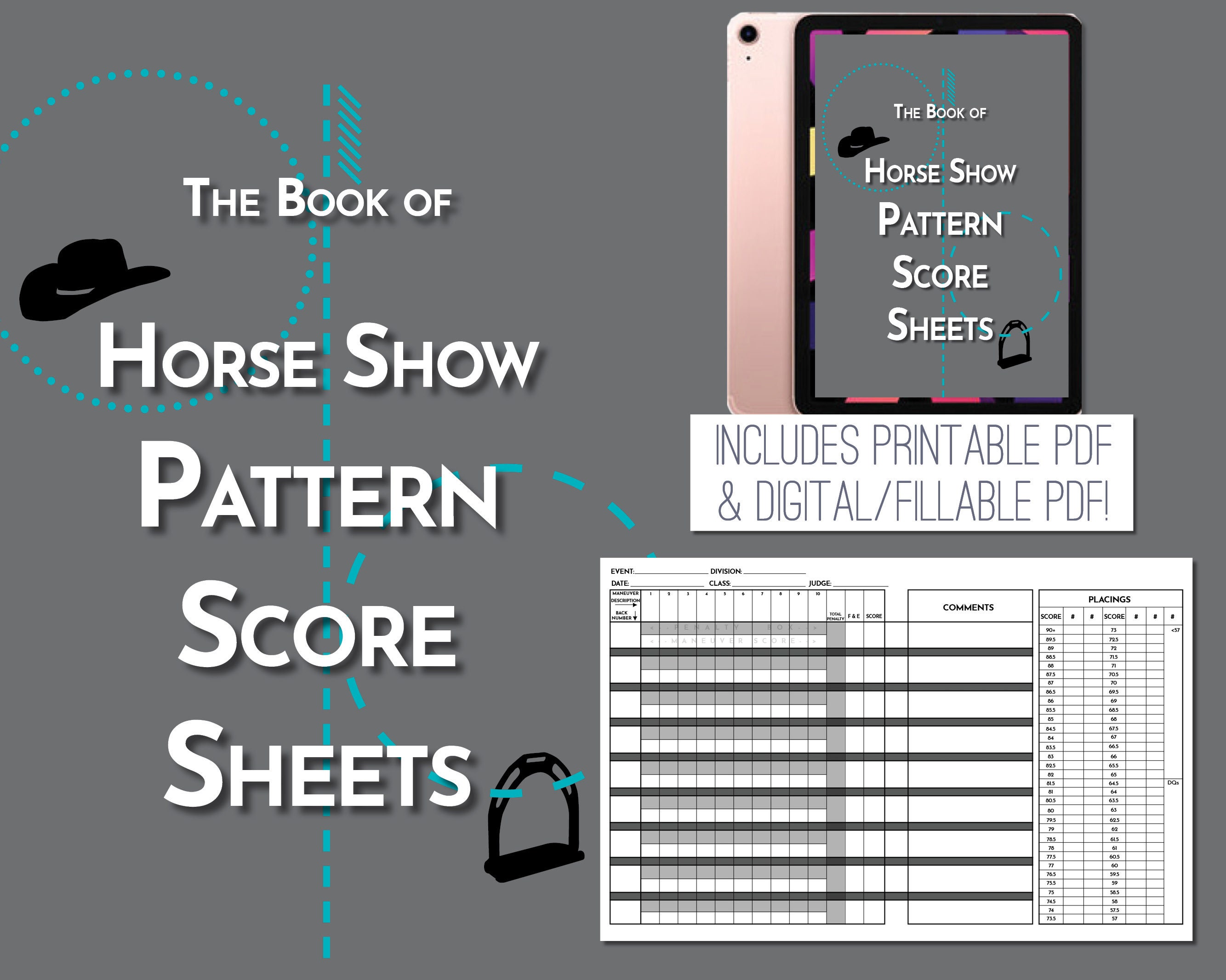 The Book of Horse Show Pattern Scoresheets | Horse Judging Workbook for ...
