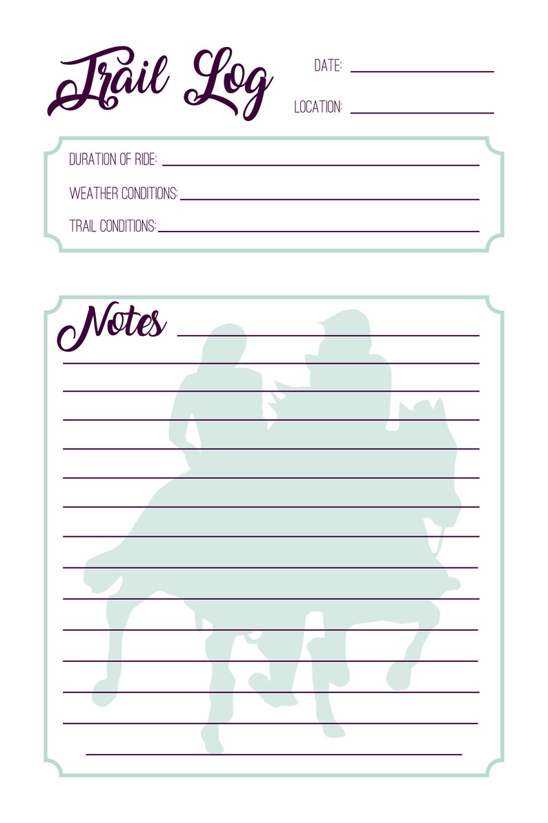 Trail Rider's Journal Digital & Printable PDF Trail - Etsy