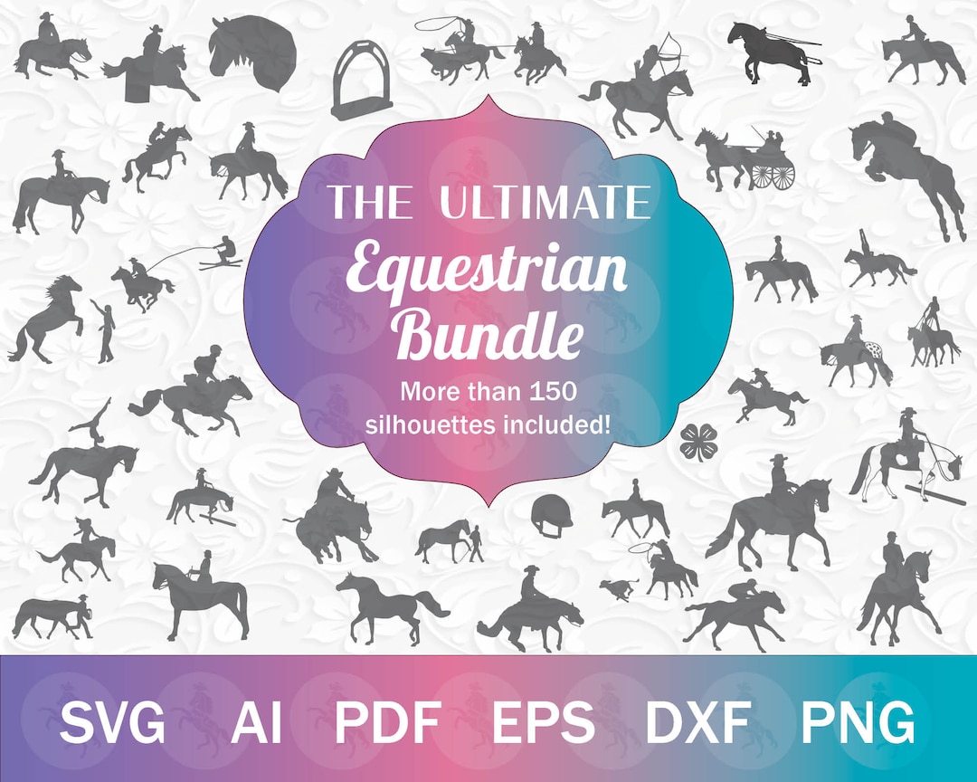 The Mega Equestrian SVG Bundle - 150+ Horse Silhouettes, Horse SVG ...