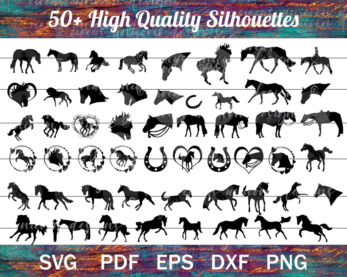 The Mega Horse SVG PNG Bundle - 50+ Pferde-Silhouetten, Pferde svg für ...