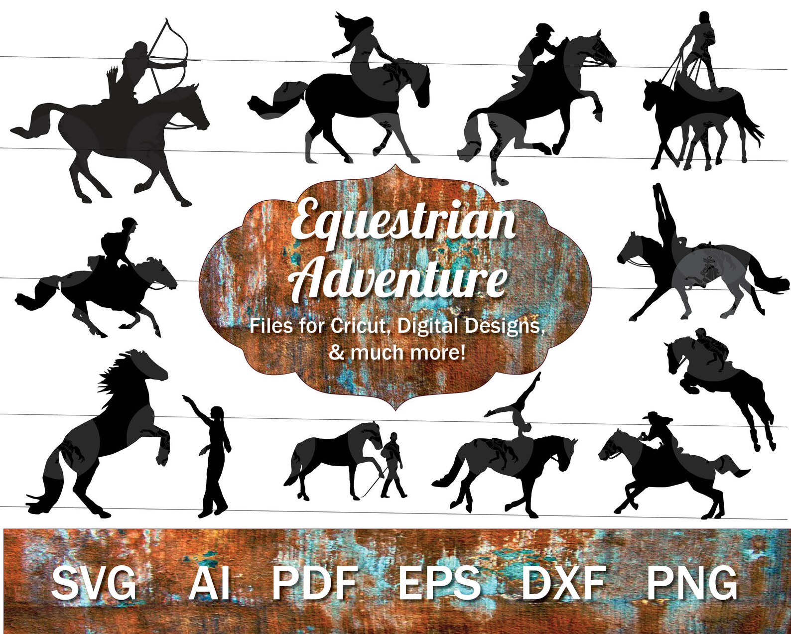 Equestrian Adventure Horse & Rider SVG for Cricut / Vector Files / 10 ...
