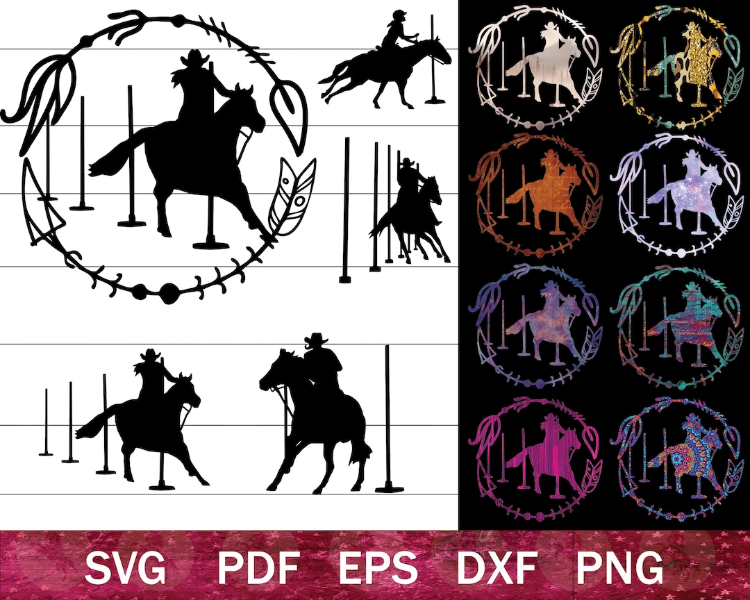 Pole Bending SVG PNG Bundle, Pole Bender SVG, Cowgirl and Horse Svg ...