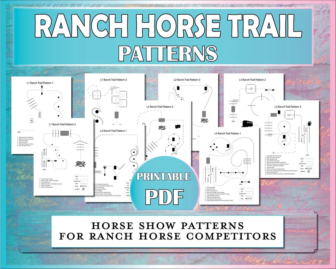 Ranch Horse Trail Pattern Printable Bundle, Ranch Horse Pattern for ...