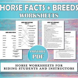 Horse Facts and Horse Breeds Worksheets, Equestrian Printable Worksheet ...