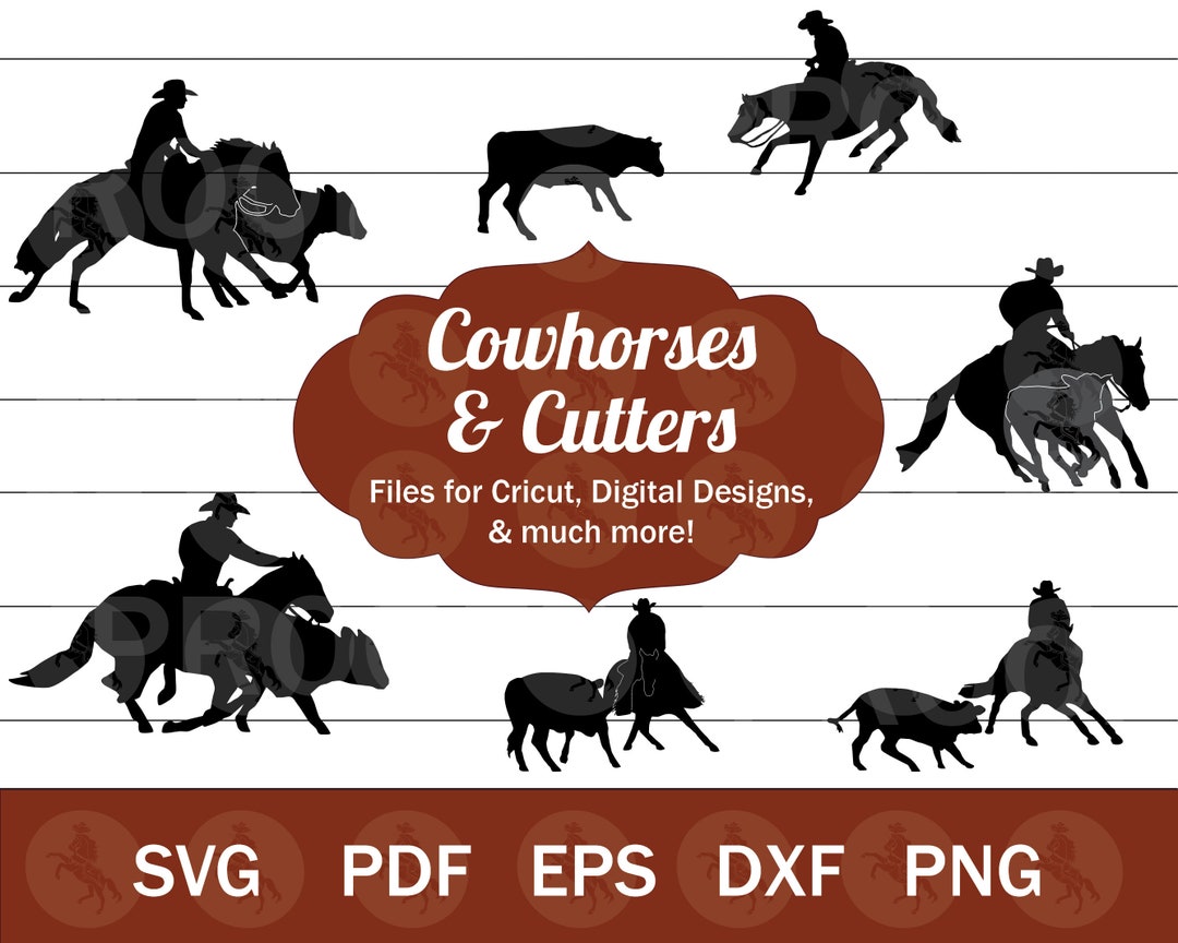 Cutting Horse SVG Bundle, Cowhorse Svg, Western Svg Silhouettes ...