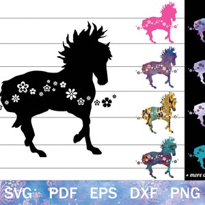 Flower Horse SVG PNG Download, Equestrian SVG, Horse With Flowers Svg ...