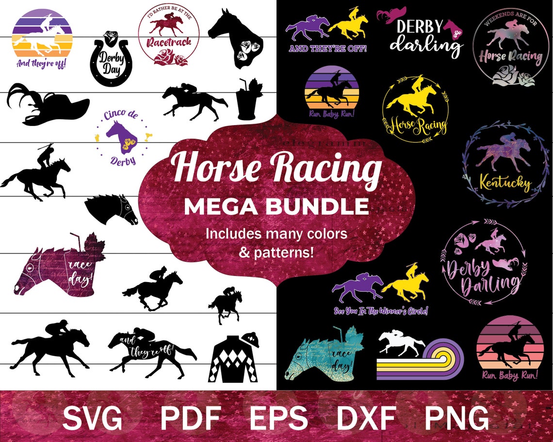 MEGA Horse Racing Clip Art Bundle, Kentucky Derby SVG Bundle, Derby ...