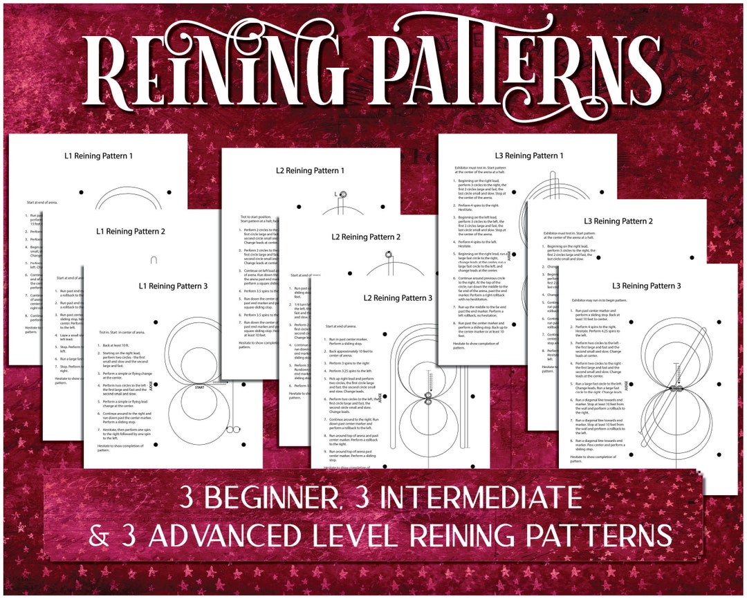 Reining Pattern Printable Bundle, Western Horse Show Pattern for Riding Instructors & Equestrian ...