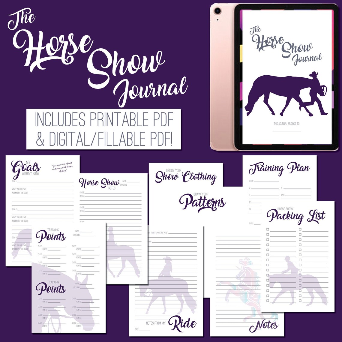 The Horse Show Journal Digital PDF Horse Show Log Book Horse - Etsy